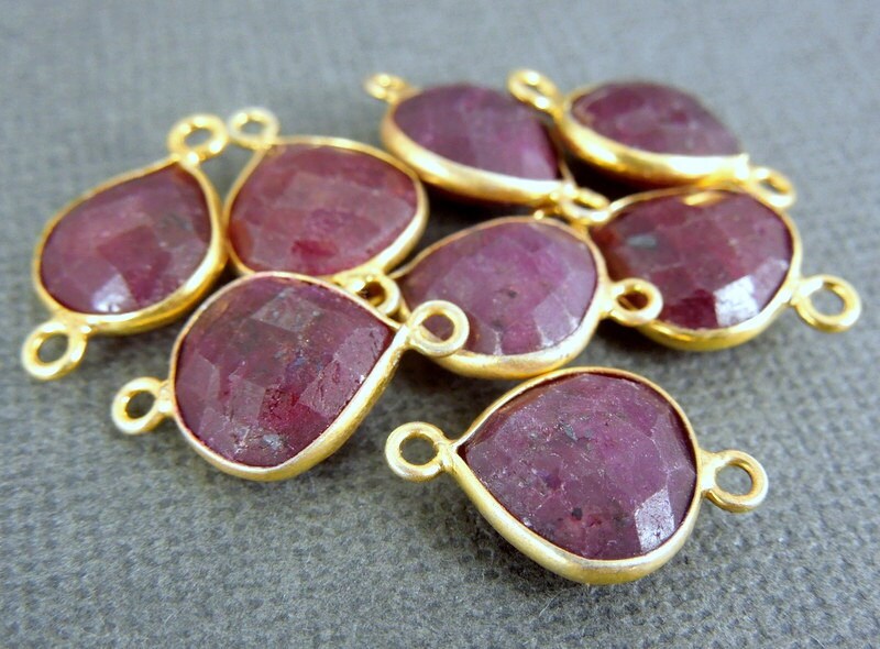 Gemstone Connector Dyed Ruby Station Drop Connector 10mm | Etsy