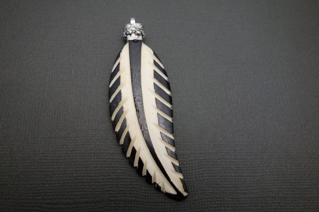 Bone Feather Pendant White Large Feather Pendant With Silver Plated Top ...