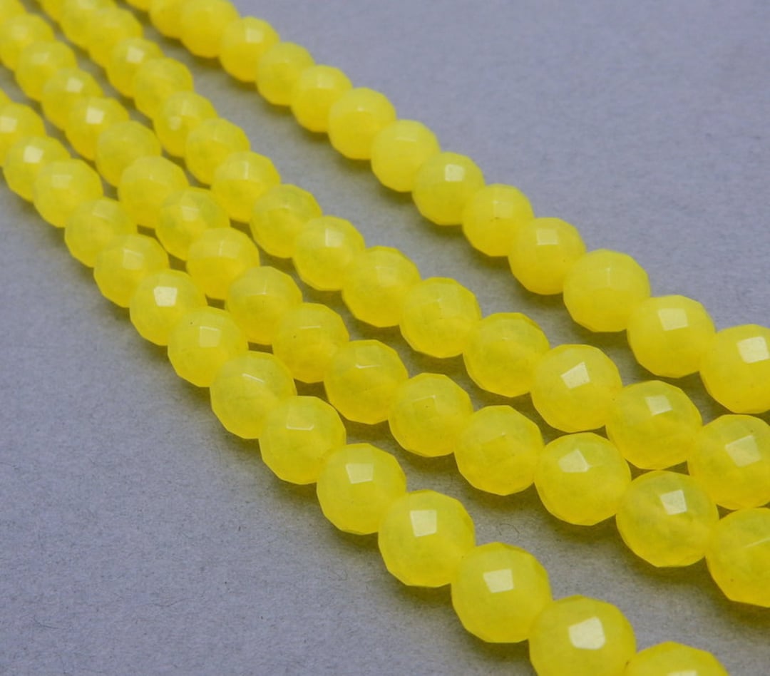 Bright Yellow Jade Beads -- Dyed Jade 6mm Rondelle Beads -- STRAND ...