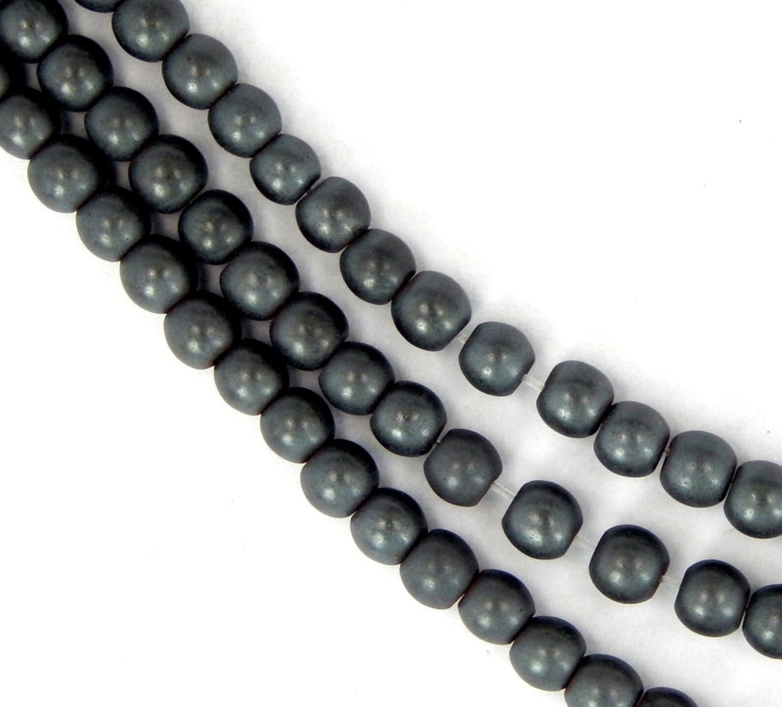Round Hematite Beaded Strand - 4mm Bead - 1 STRAND (S67B2-01) - Etsy