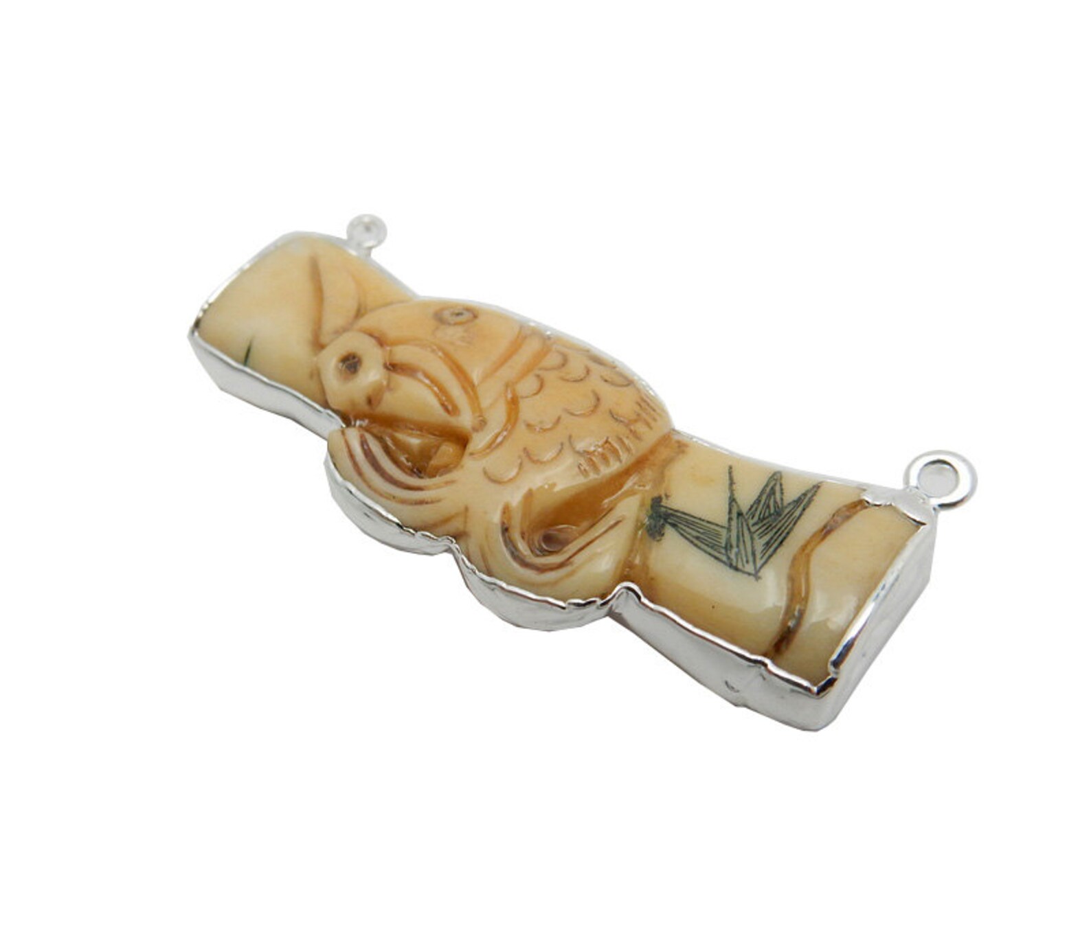 Koi Fish Connector Koi Fish Bone Double Bail Pendant With | Etsy