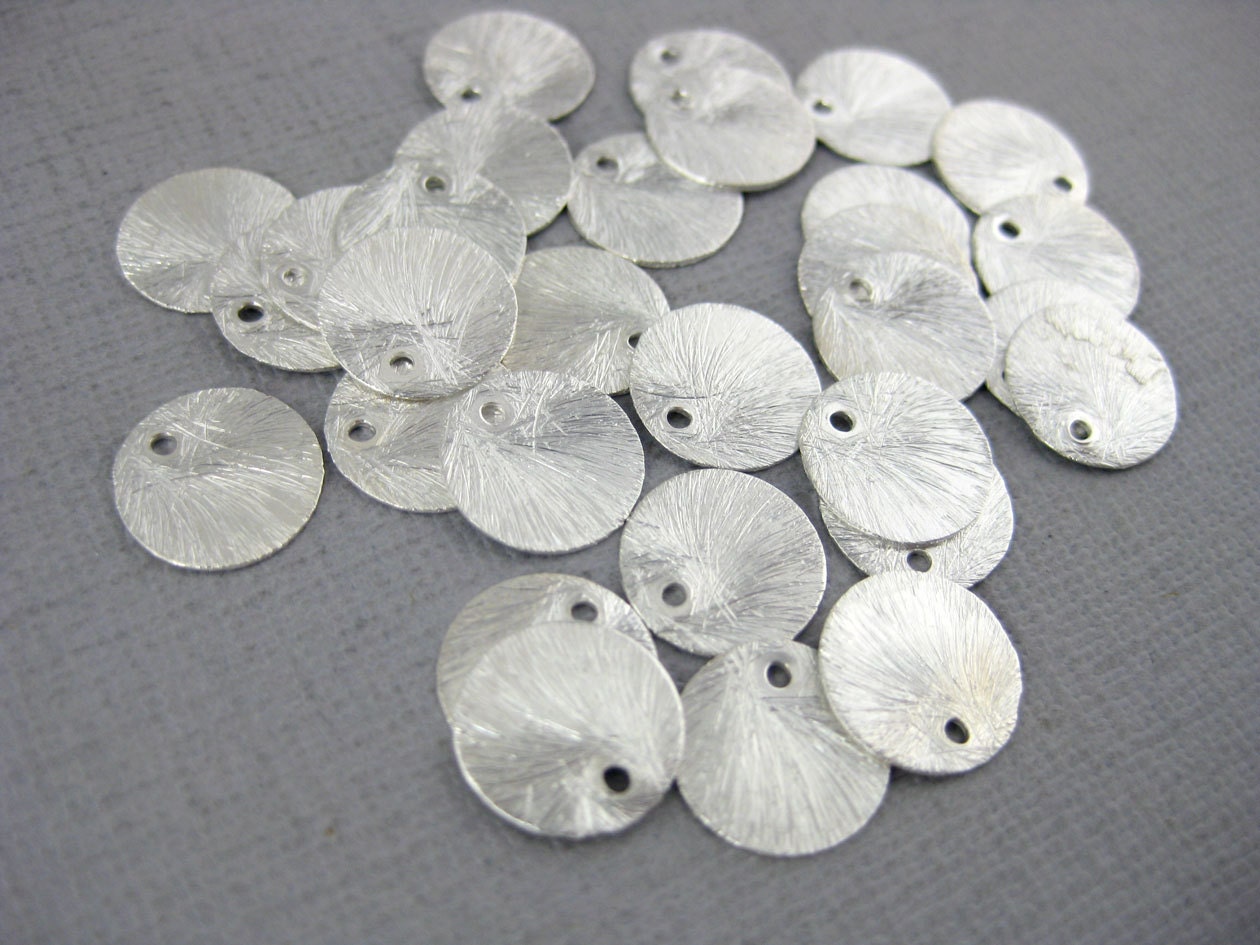 Silver Disk Charm 10mm Brushed Sterling Silver Stamping Tag | Etsy