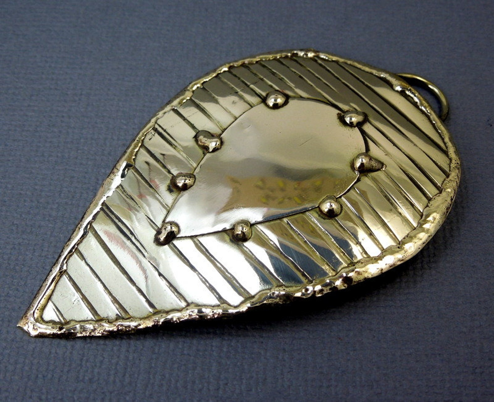 Tibetan Brass Pendant- Brass Engraved Shield Pendant (S53B13-03) - Etsy