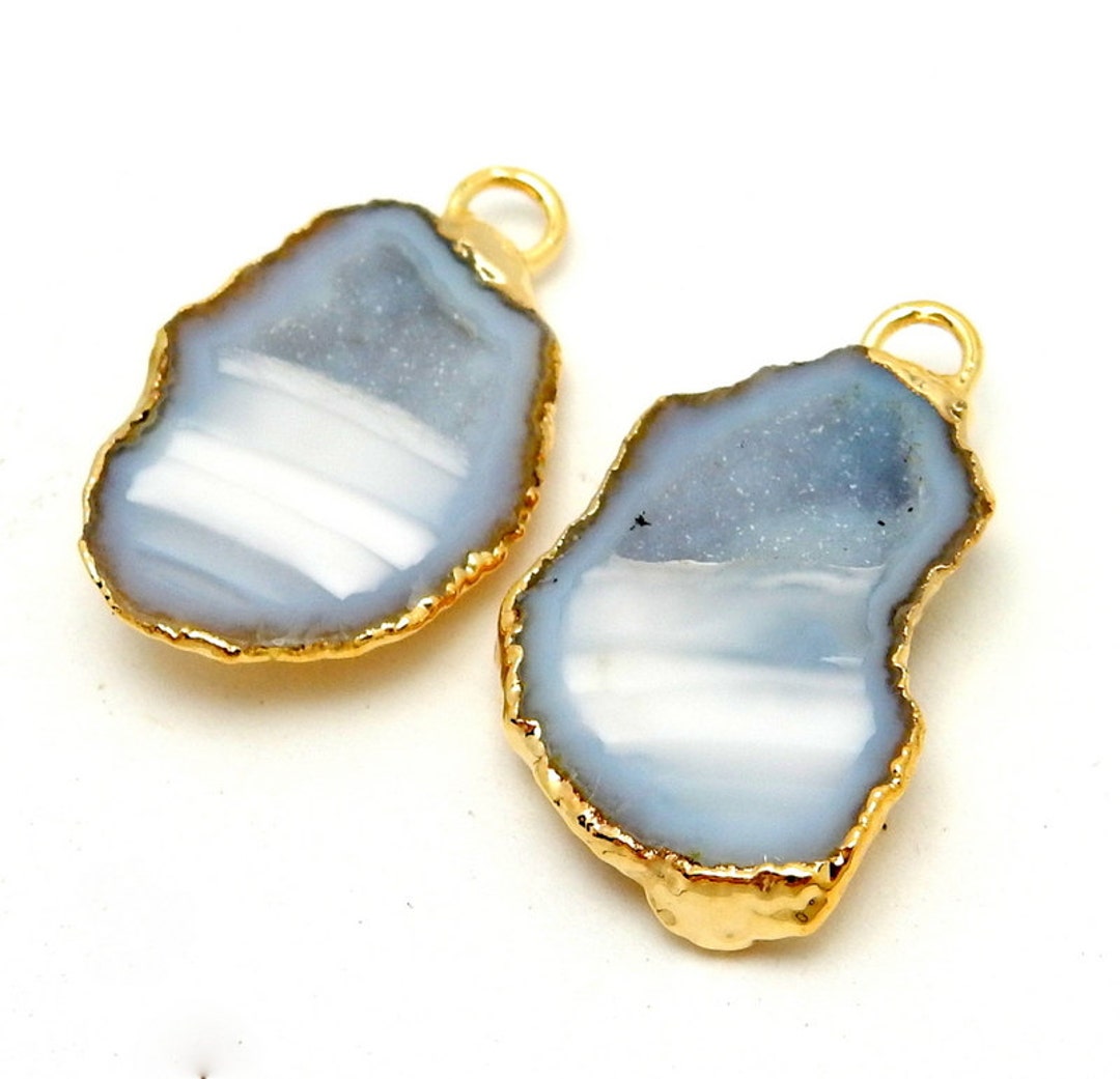Half Geode Mexican Geodes Pendant -- ONE PAIR-- Electroplated 24k Gold ...