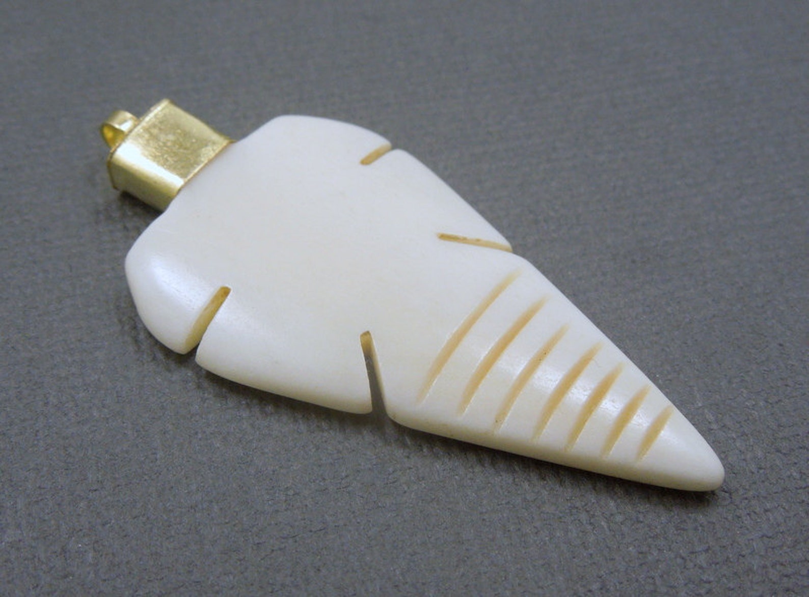 Tibetan-style White Carved Bone Arrowhead With Brass Cap and - Etsy