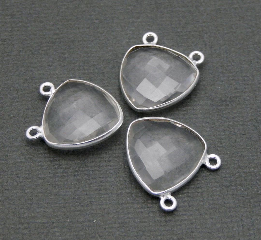 Crystal Quartz Station Triangle Double Bail Pendant- 15mm Sterling ...