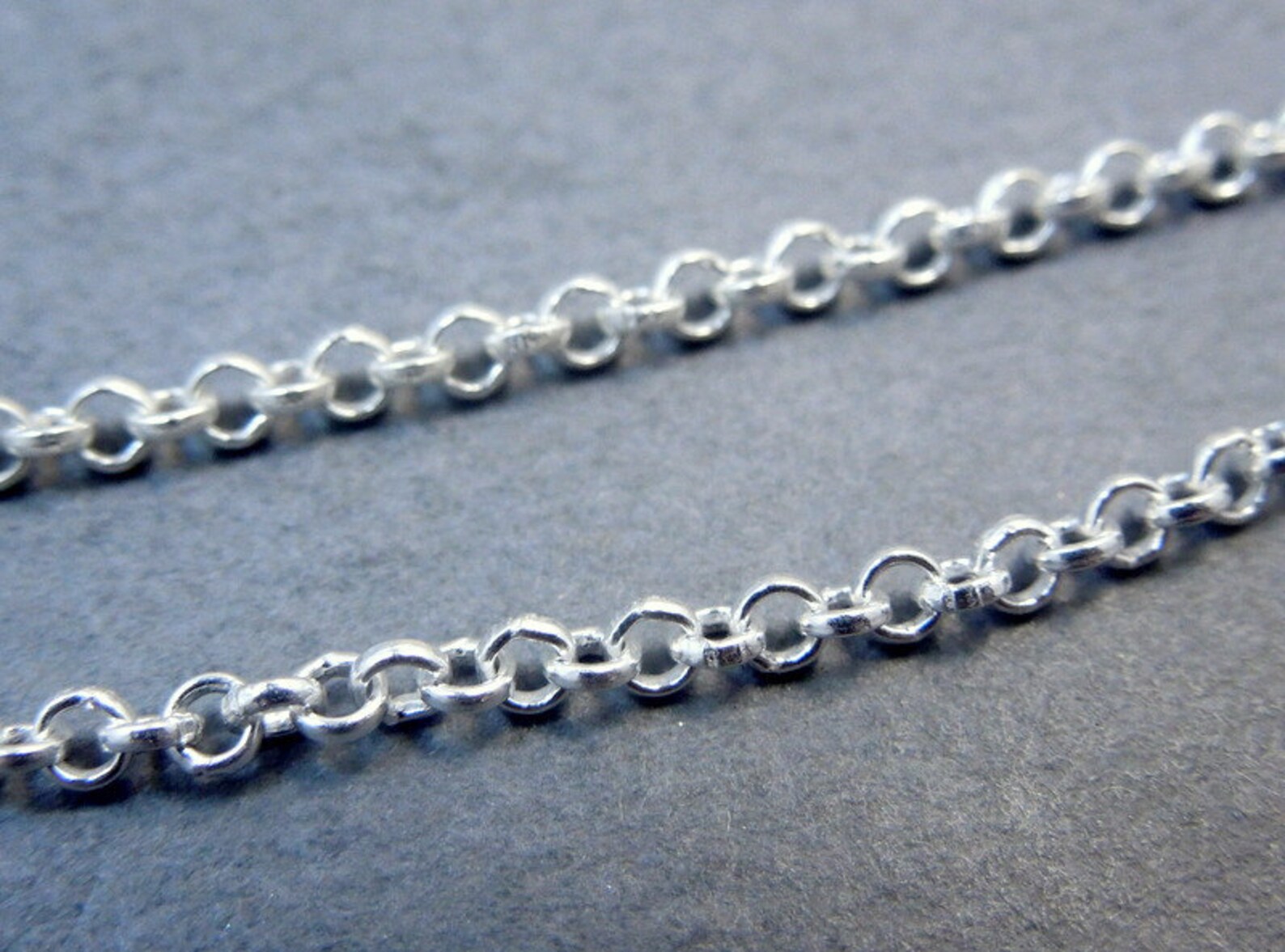 Rolo Chain Finished Necklace Sterling Silver .925 Rolo Chain Lobster ...