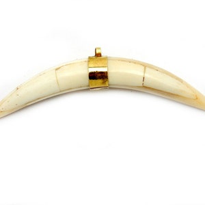 White Bone Carved Sideways Horn Pendant With Brass Band (S58B6) - Etsy