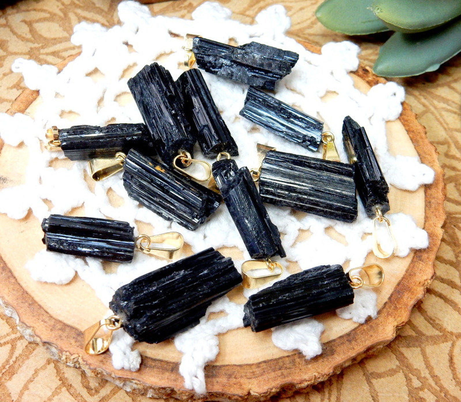 Raw Tourmaline Rod Pendant With Gold or Silver Plated Bail | Etsy