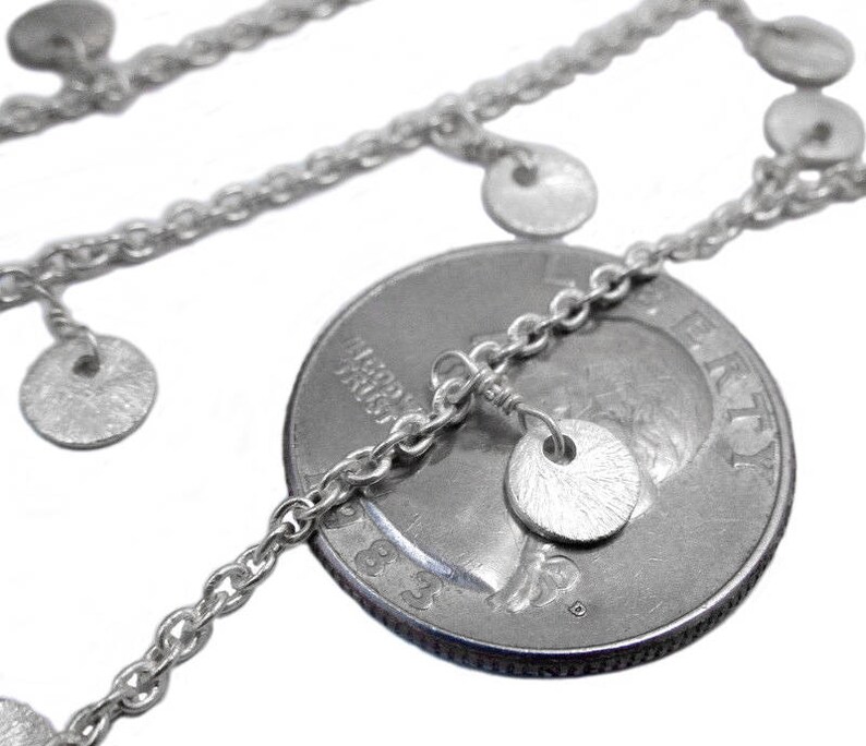 Silver Plated Chain With Dangling Silver 6mm Coin Charms -- 1 FOOT (CHN ...