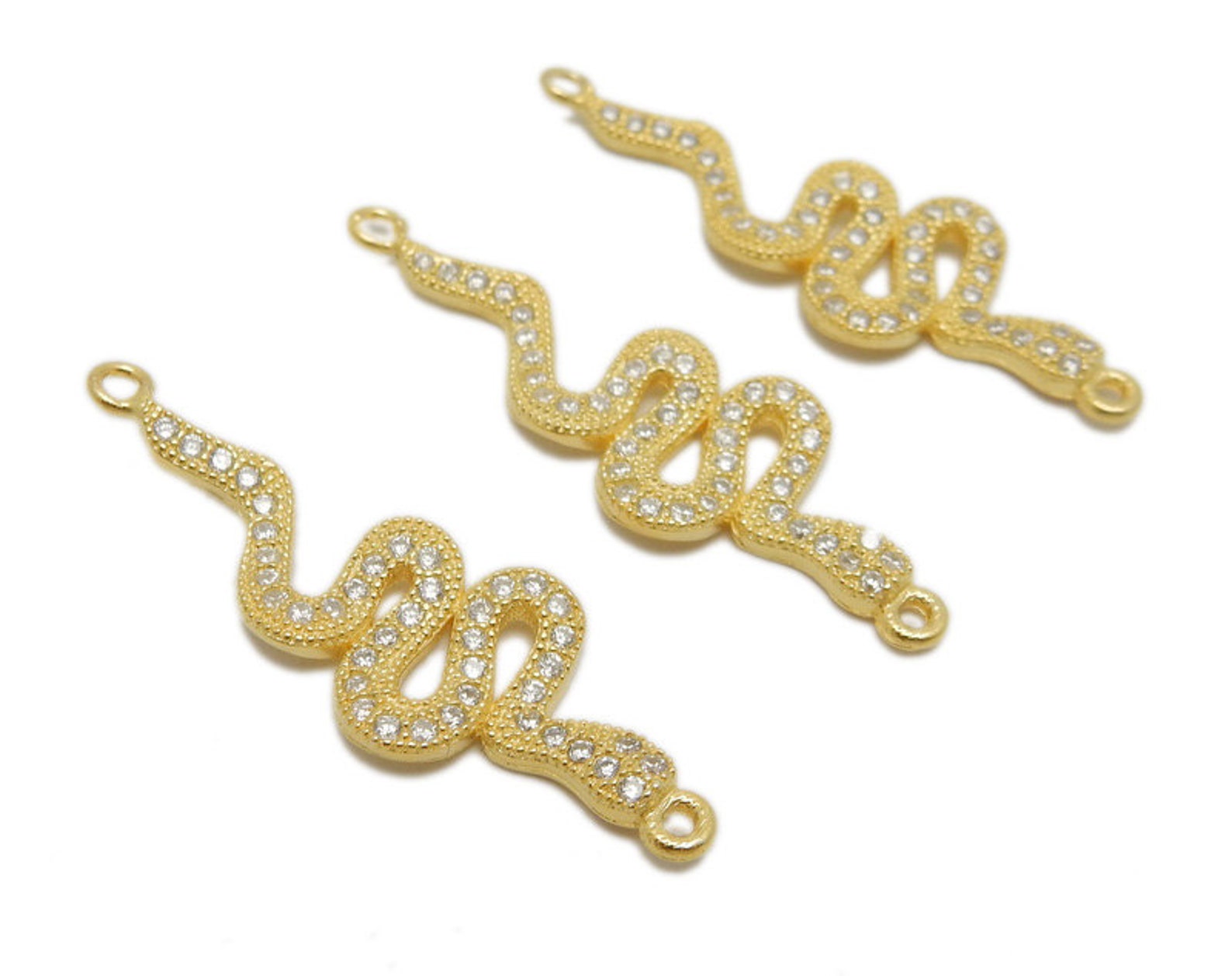 Rhinestone Snake Double Bail Pendant Gold Over Sterling - Etsy