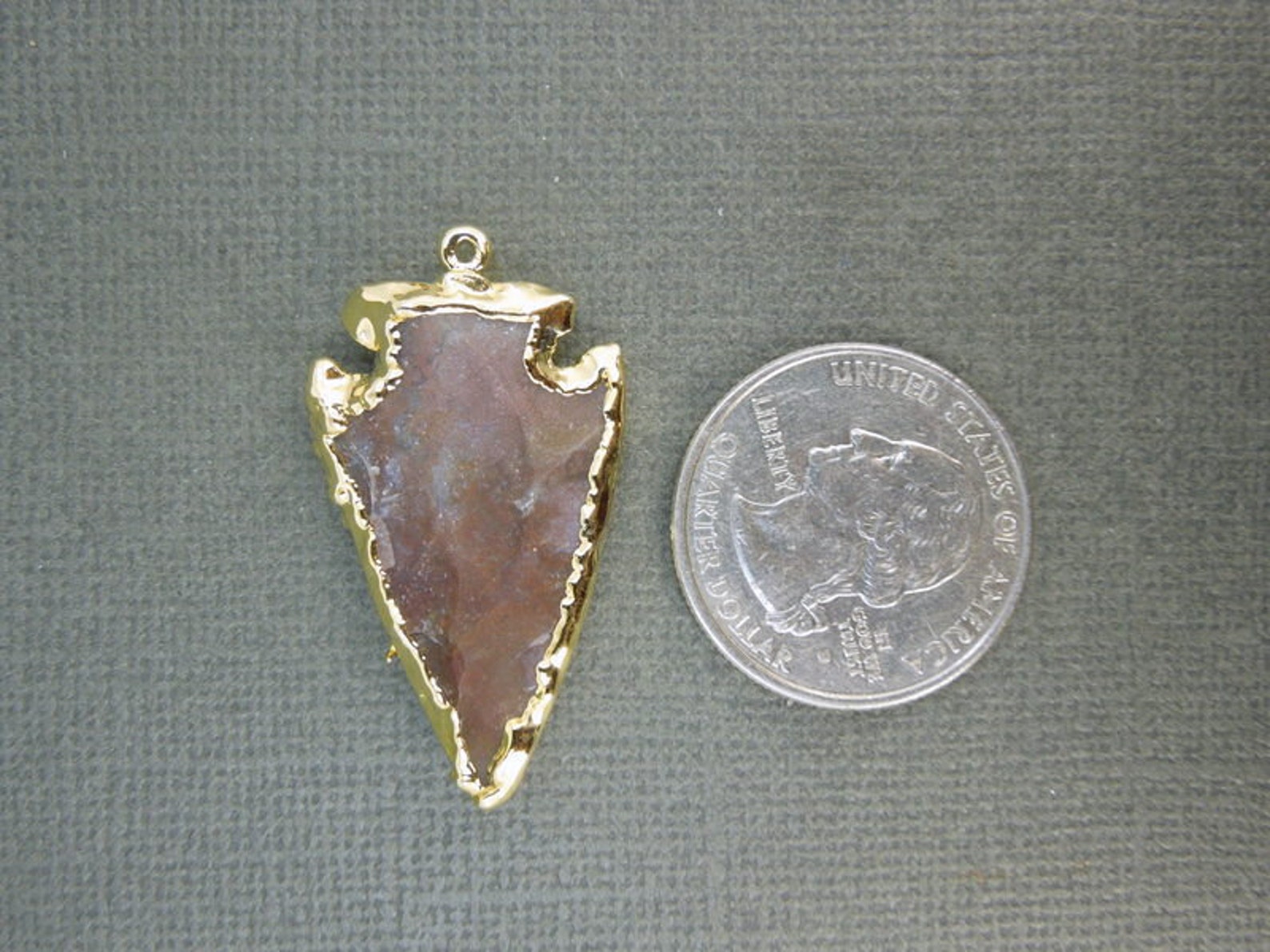Jasper Arrowhead Pendant With 24k Gold Electroplated Layered Edge S76B8 ...