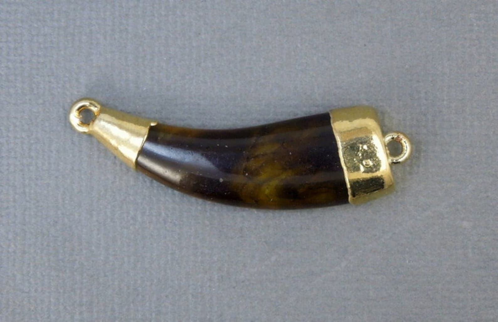 15% off SALE Sideways Horn Amber Resin Horn Double Bail | Etsy