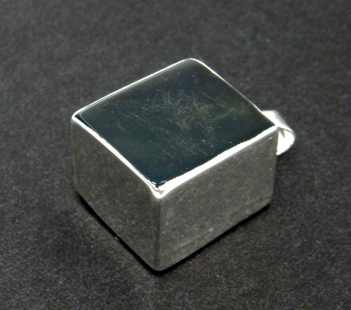 Natural Dark Blue Agate Block Pendant With Silver - Etsy