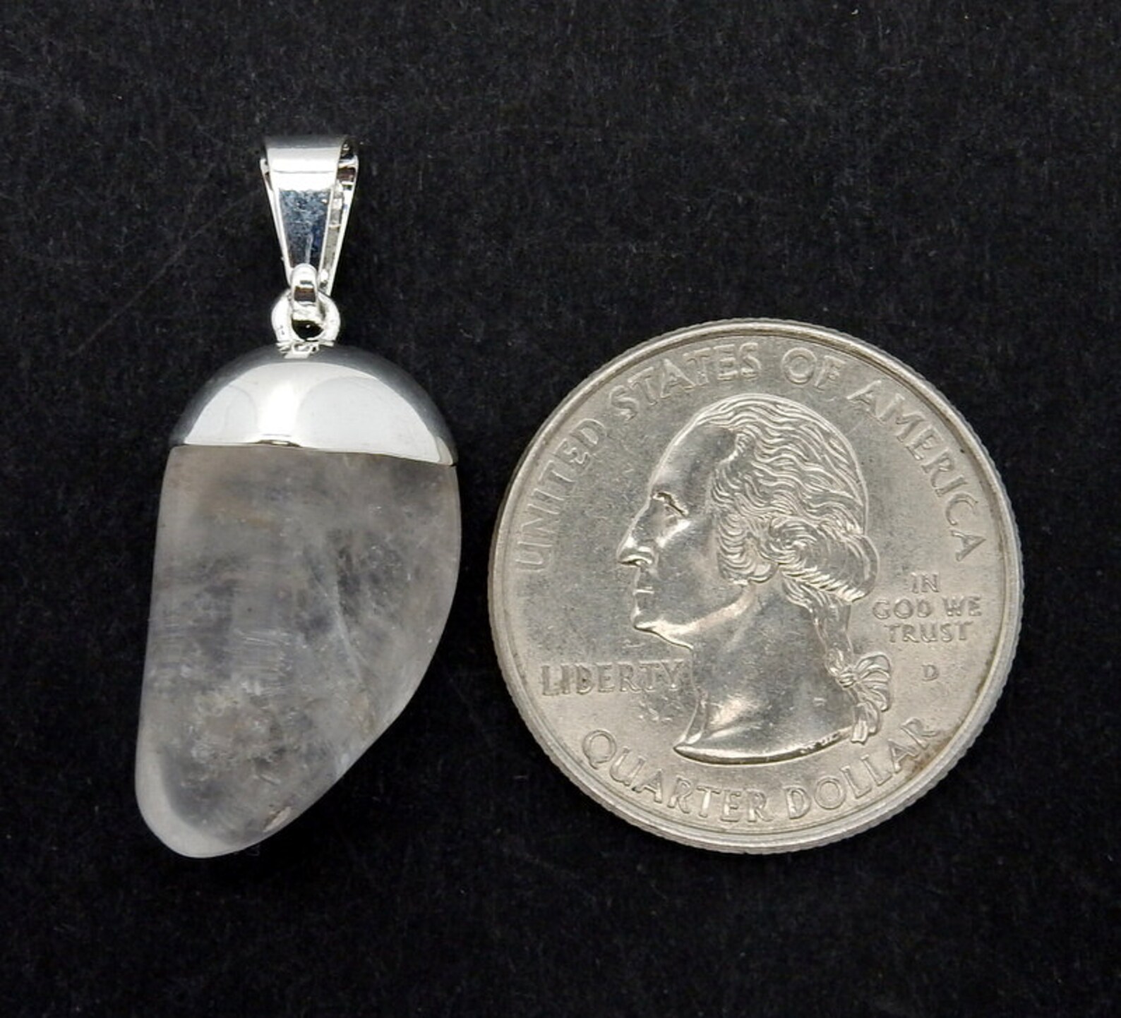 Crystal Quartz Stone Tumbled Pendant Charm with Silver | Etsy
