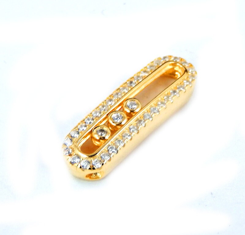 Gold Vermeil Rhinestone Oval Pendant With Rhinestone Accents - Etsy