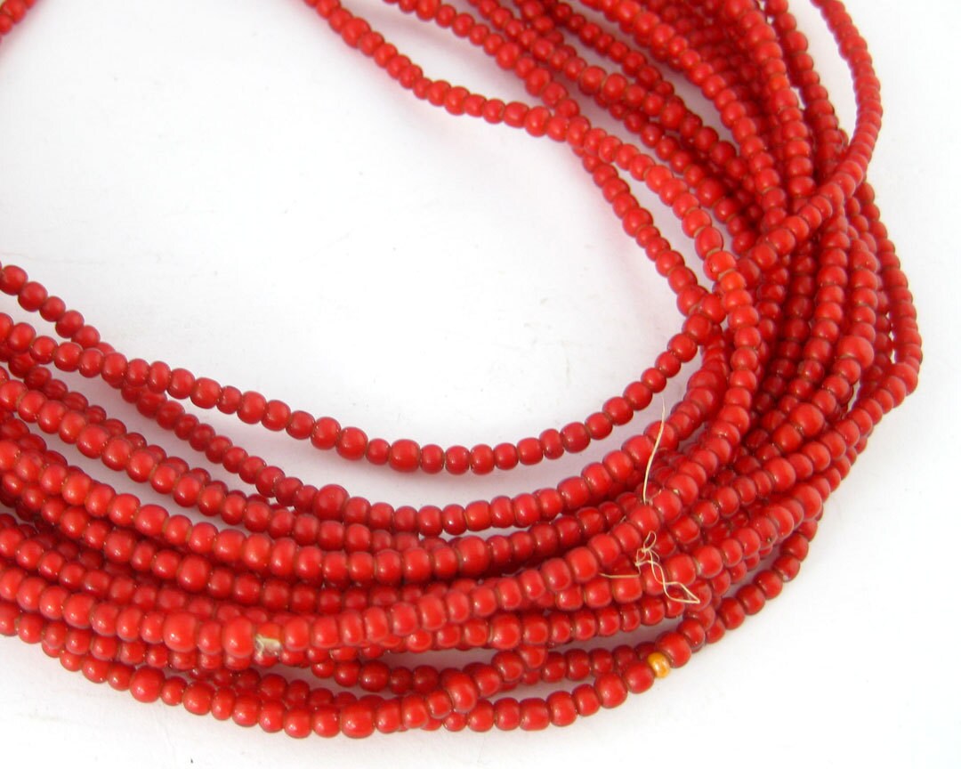 African Trade Beads Tiny African Round Red Beads FULL | Etsy