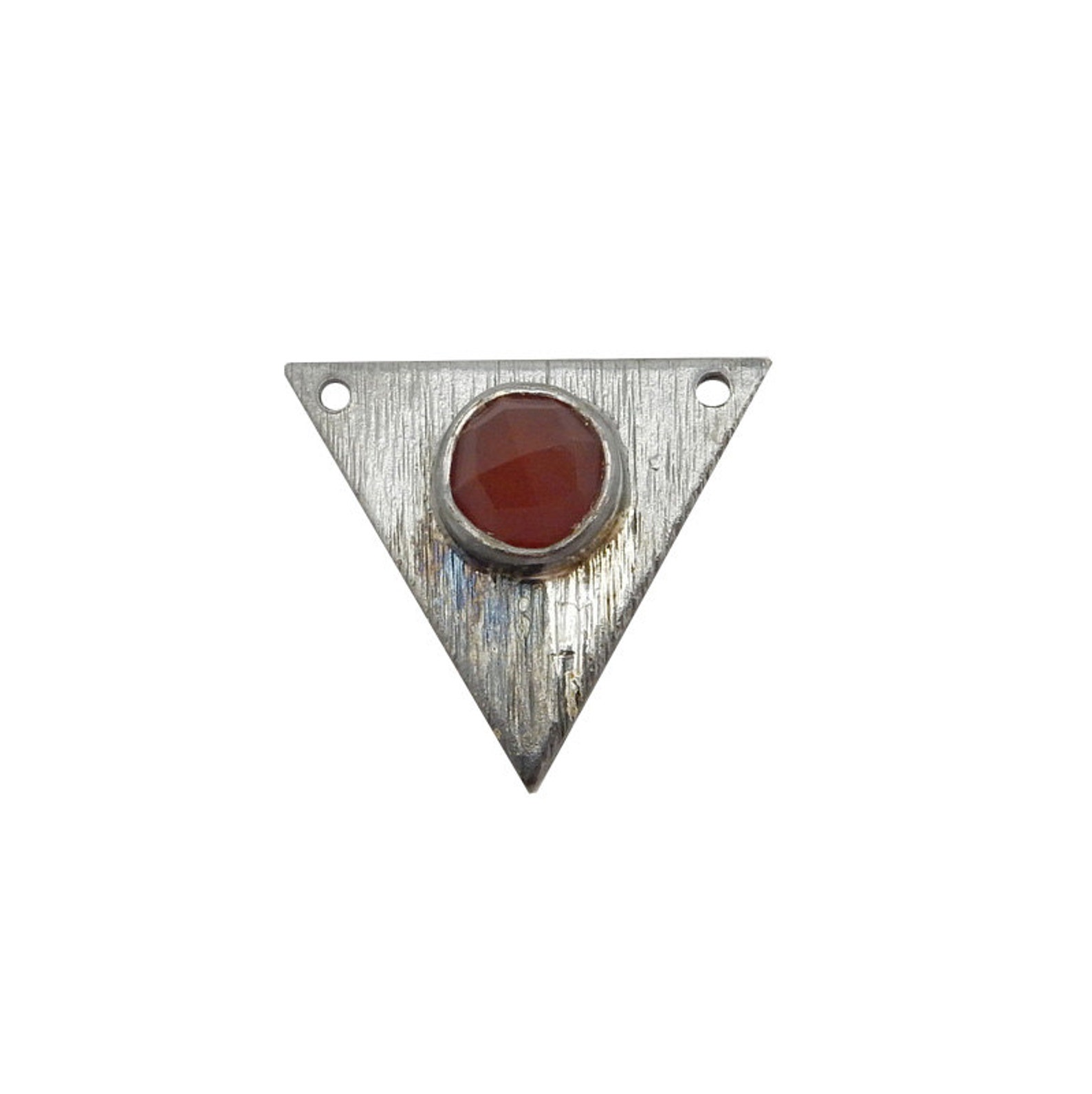 Carnelian Gemstone Triangle -- Oxidized Sterling Silver Triangle ...