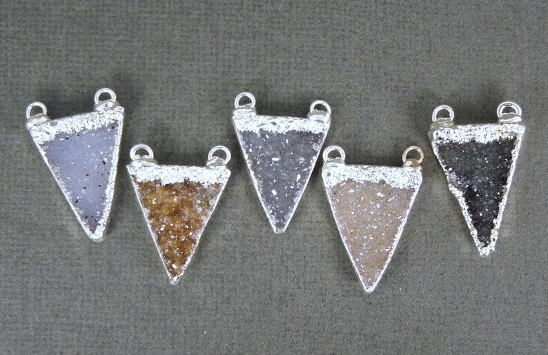 Druzy Druzzy Drusy Triangolo Ciondolo Argento Bordo Elettrolitico e ...