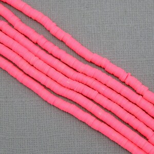 Neon Pink Colored Fimo Disc Bead Strand-- 4mm Diameter -- 1 STRAND ...