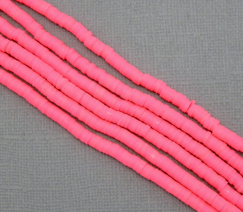 Neon Pink Colored Fimo Disc Bead Strand 4mm Diameter 1 - Etsy