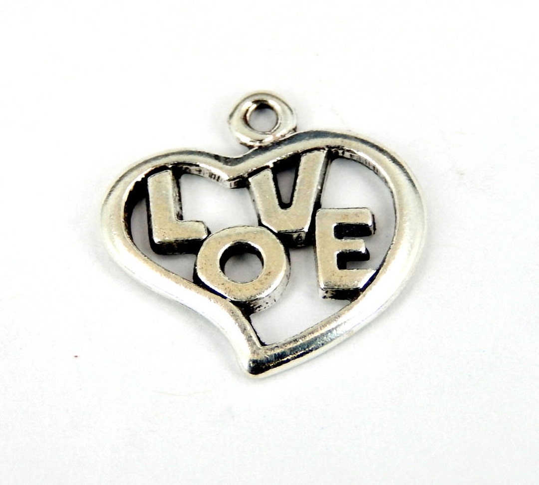 Love - Heart Pendant Cast in Sterling Silver Charm (S82B5-04) - Etsy