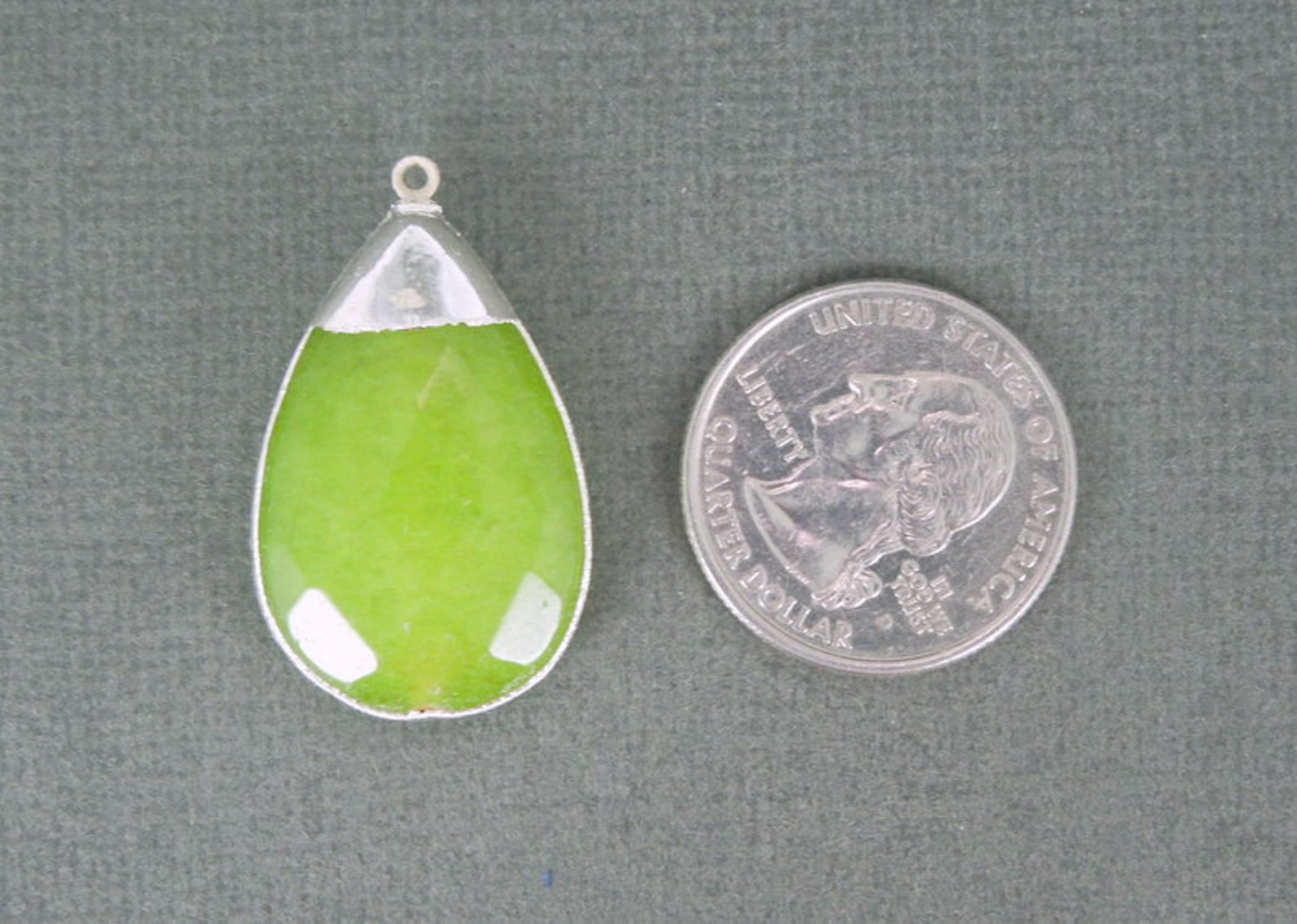 Green Apple Jade Quartzite Teardrop Pendant 34mm Silver | Etsy
