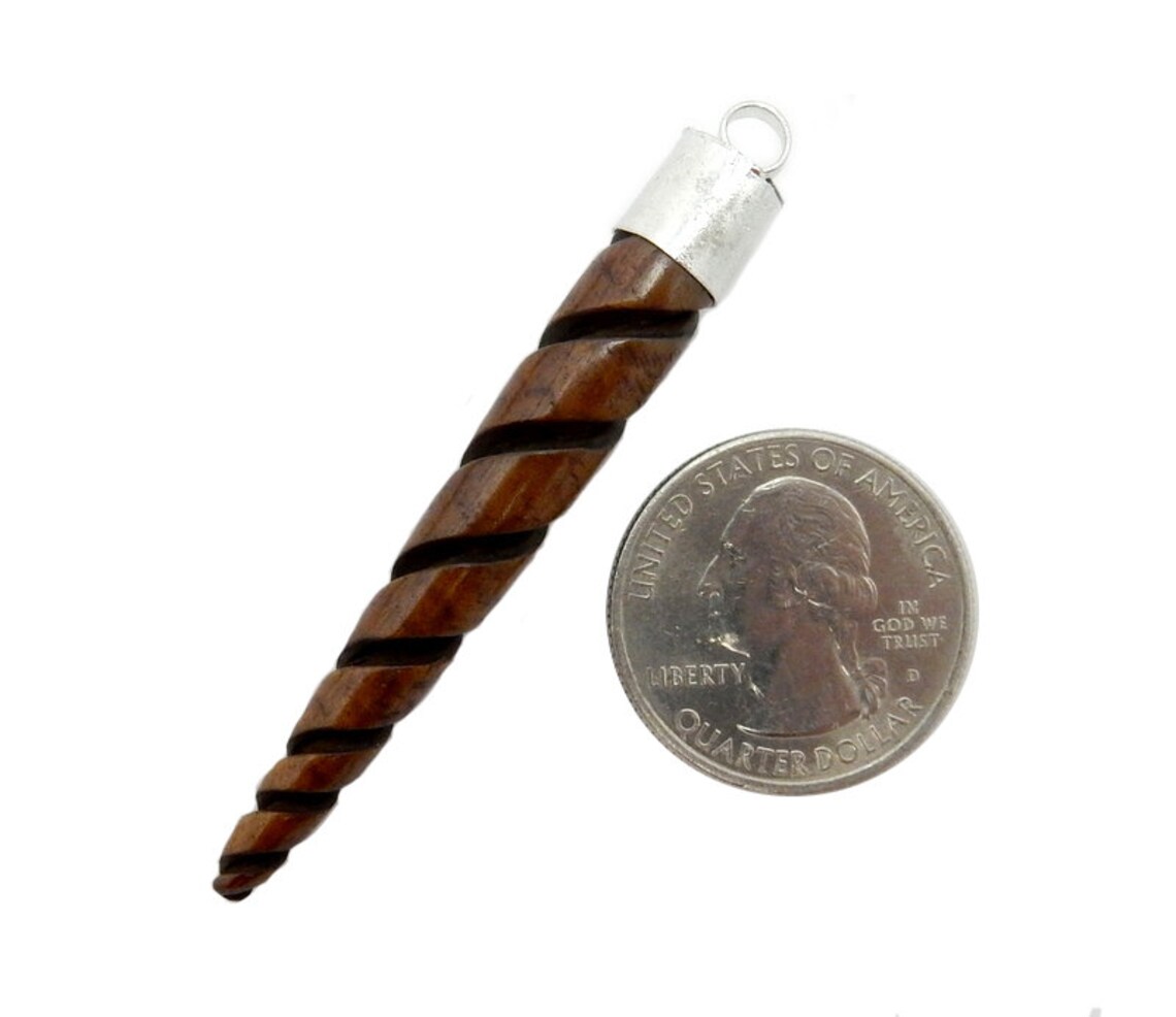 10% off SALE Brown Bone Swirl Spike Pendant Charm Silver toned | Etsy