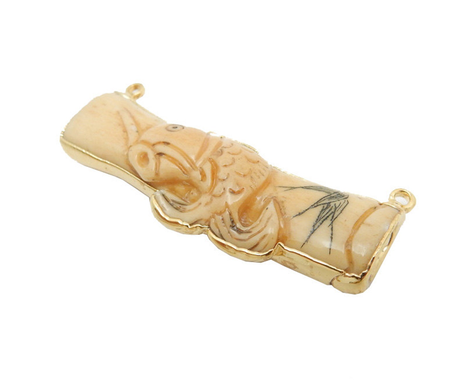 Koi Fish Connector Koi Fish Bone Double Bail Pendant With - Etsy