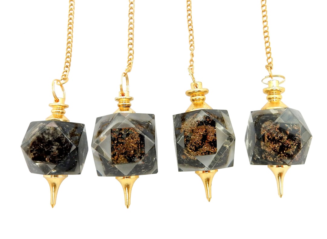 Black Onyx Orgone Pendulum With Gold Toned Chain and Bail ...