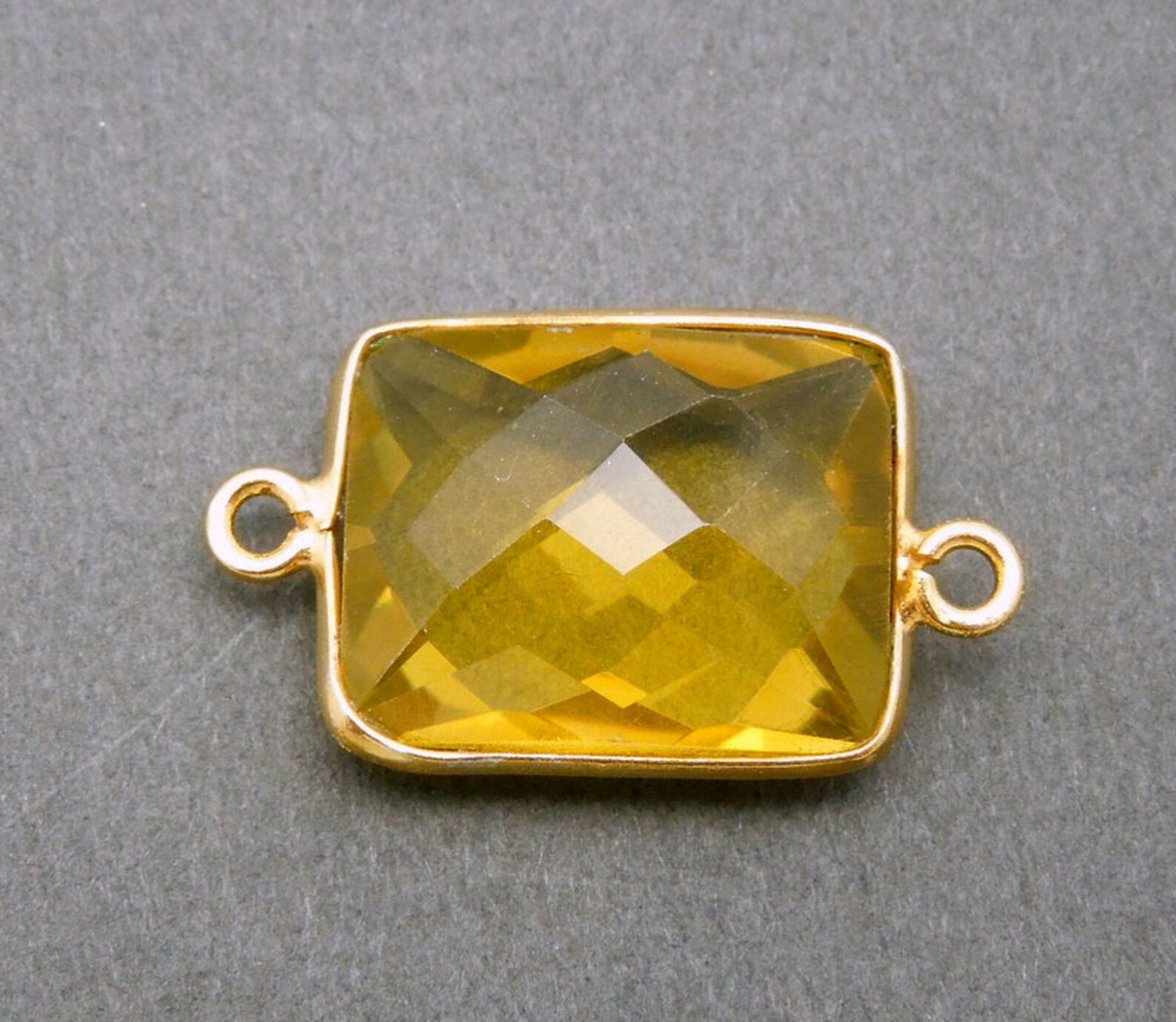 Lemon Quartz Station Rectangle Connector - 12mm X 16mm Gold Over ...