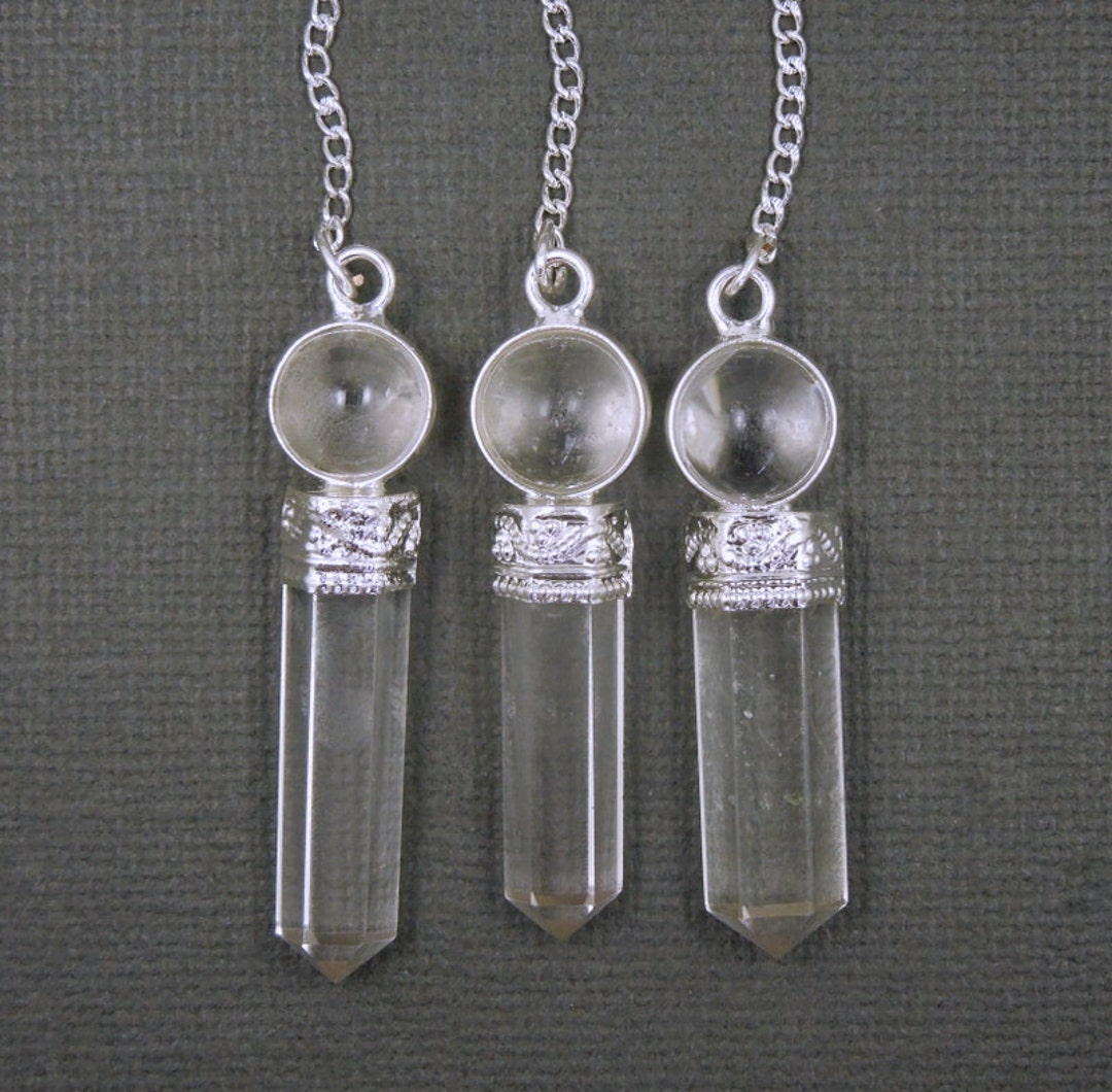 Crystal Quartz Point Pendulum Pendant With Silver Plated Crystal Quartz ...