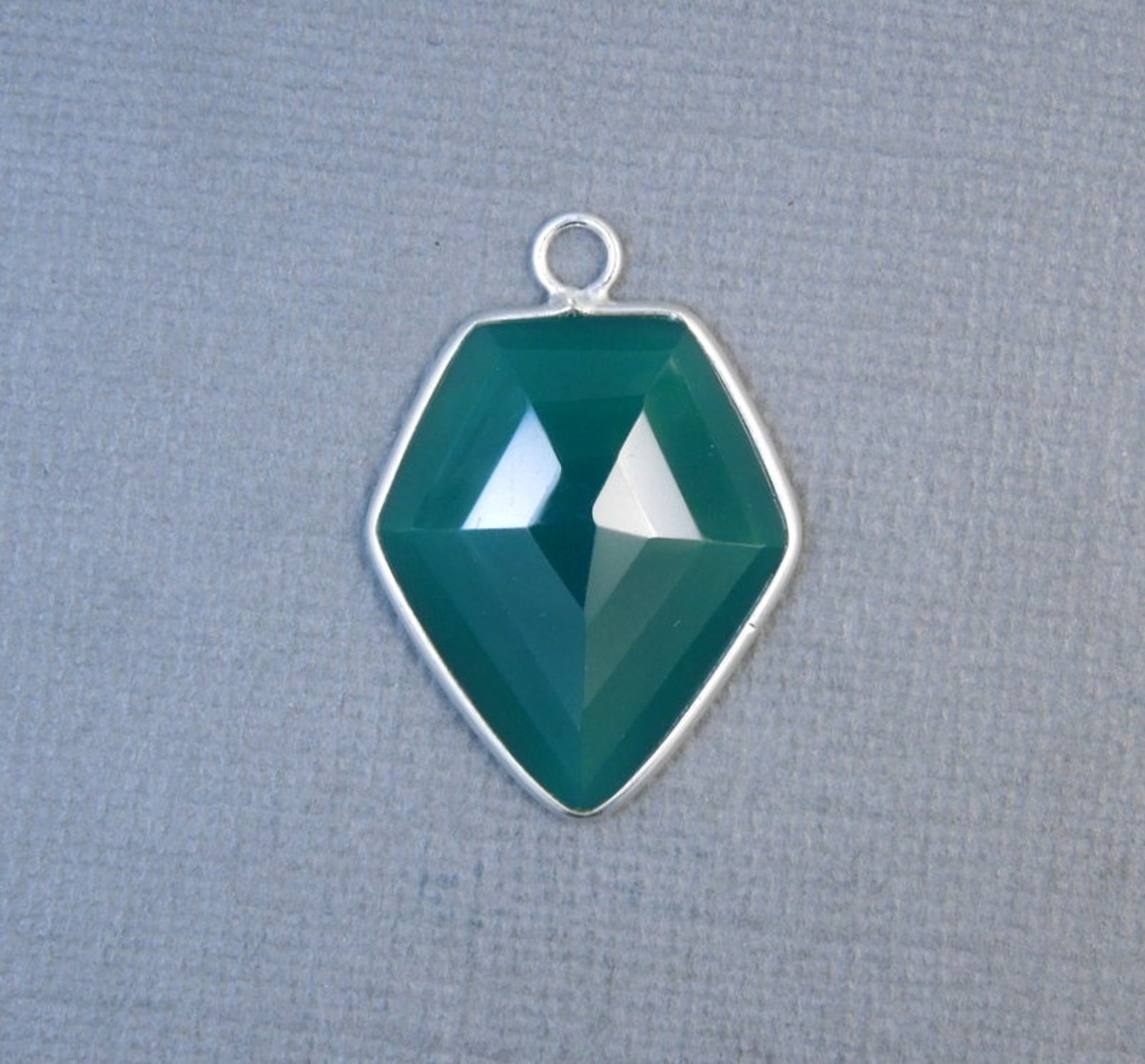 Green Onyx Shield Shaped Pendant Sterling Silver Bezel Charm | Etsy