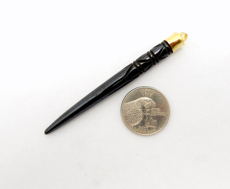Black Bone Carved Spike With Gold Toned Brass Cap S95B8-02 | Etsy