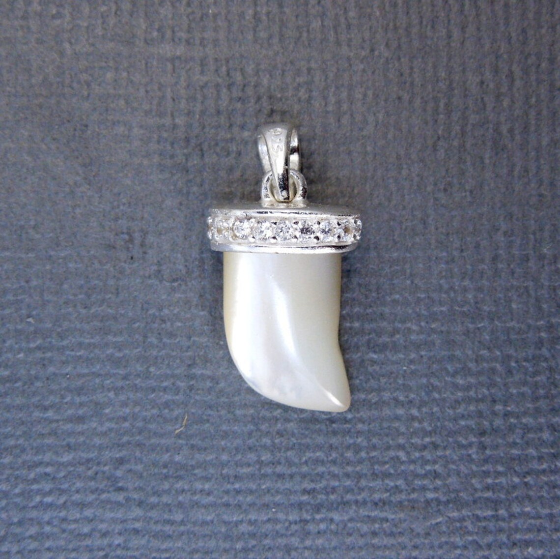 Mother of Pearl Horn Petite Pendant Charm With Sterling Silver - Etsy