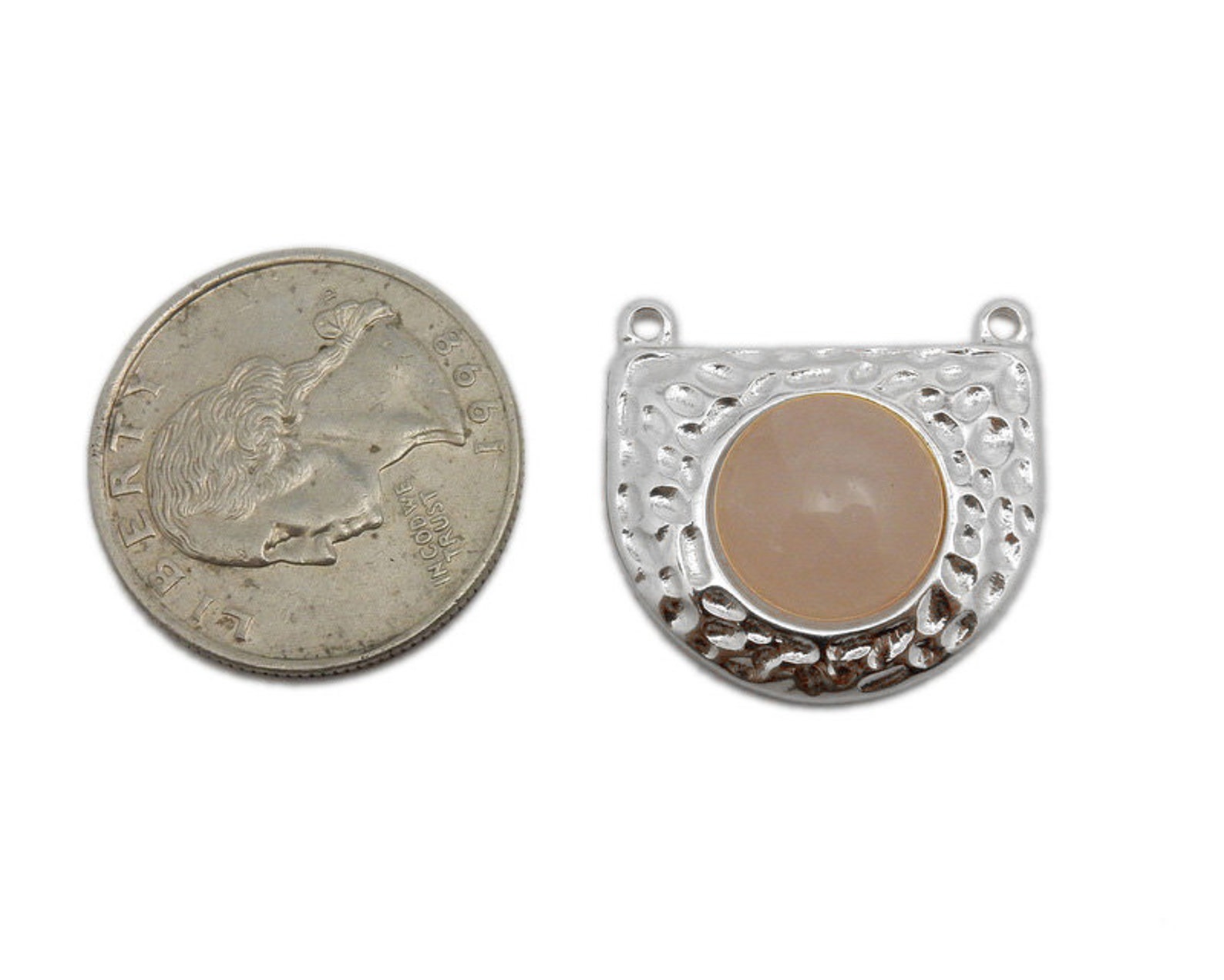 Hammered Shield Double Bail Pendant With Gemstone Accent - Etsy