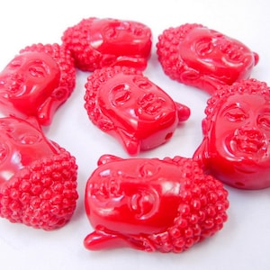 5pcs- Buddha Buddah Bead- RED Budhha Head Bead-- 5 BEADS - Etsy