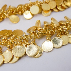 Gold Dangling Coin Chain-- Gold Plated Dangling Coin Charms on Gold ...