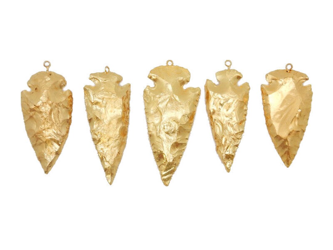 Large Arrowhead Dipped in 24k Gold Electroplated Pendant Charm -made in ...