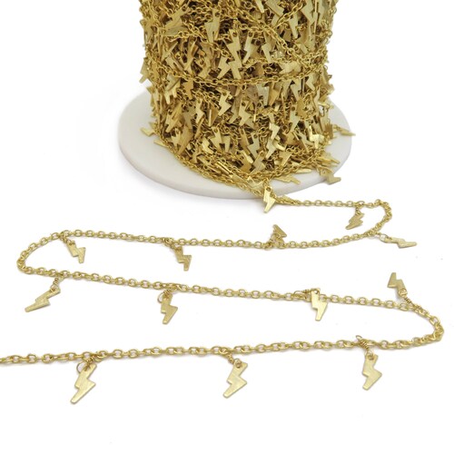 Gold Plated Chain With Dangling Gold 14mm Heart Charms - Etsy