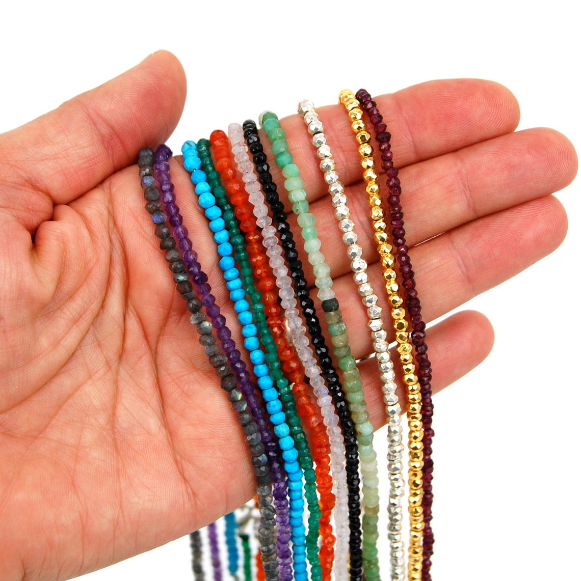 Gemstone Beaded Chain - 30" Finished - YOU CHOOSE 3-4mm Stone Beads ...