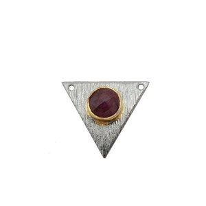 Dyed Ruby Gemstone Triangle -- Oxidized Sterling Silver Triangle ...