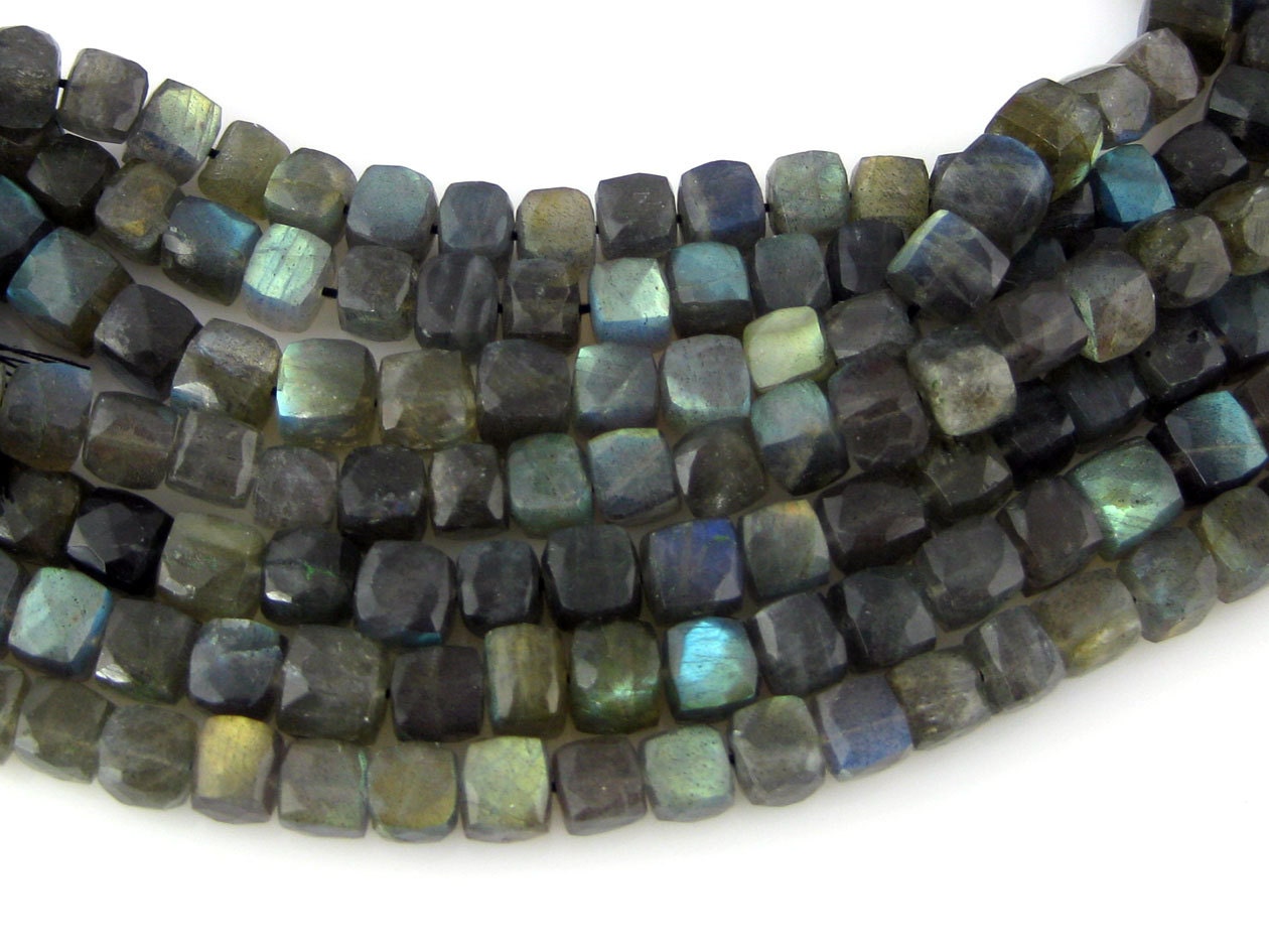 Labradorite Beads 6-8mm Labradorite Faceted Cube Beads 1 | Etsy