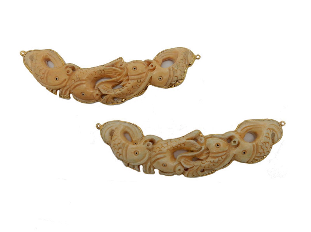 Koi Fish Connector JUMBO Koi Fish Bone Double Bail Pendant With ...