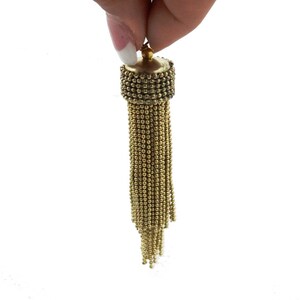 Tassel Gold Toned Brass Chain Tassle With Chain Cap and Wire Wrapped ...