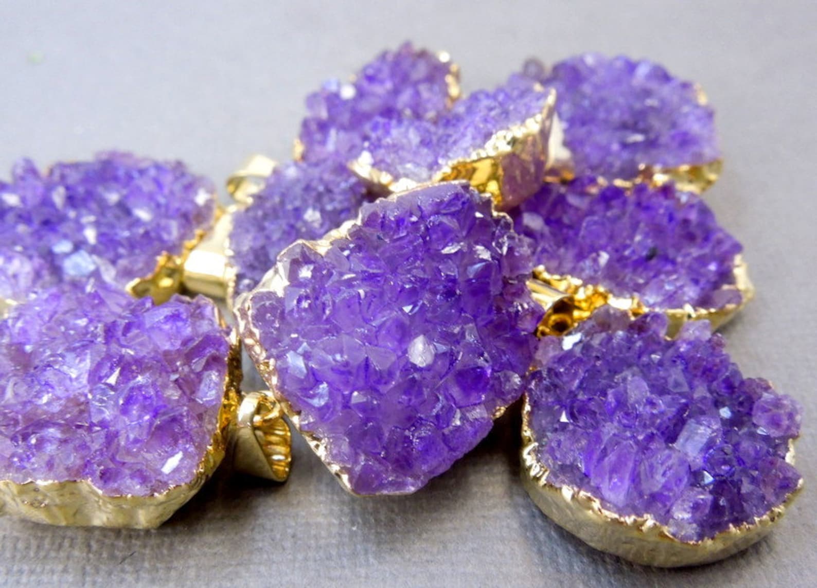 Purple Freeform Druzy Druzzy Drusy Pendant With Electroplated Gold Edge ...