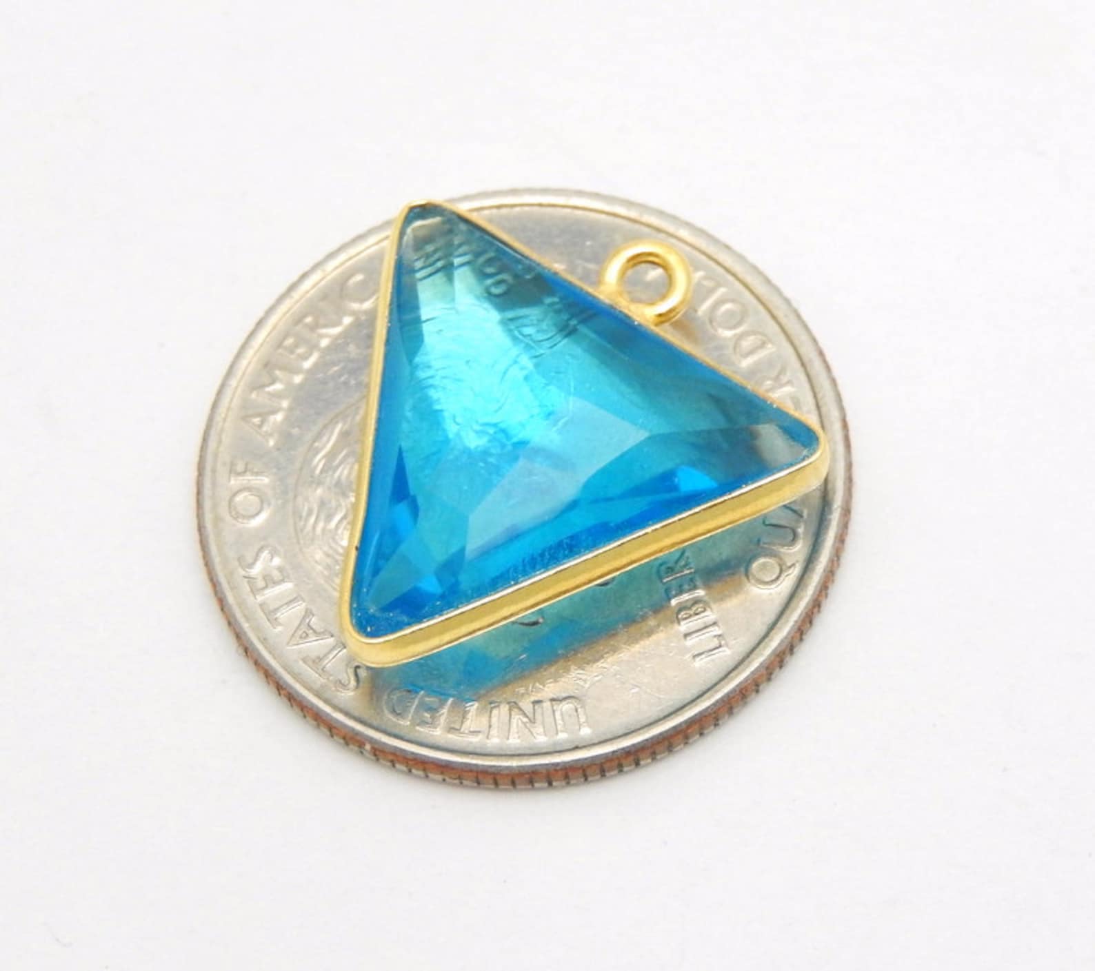 Blue Topaz Station Triangle Pendant 17mm Gold Over Sterling | Etsy