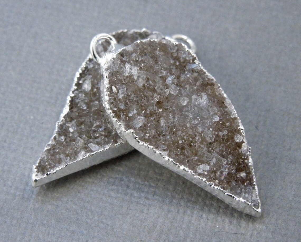 Druzy Drusy Druzzy Teardrop Charms Pendants Edged in Sterling - Etsy