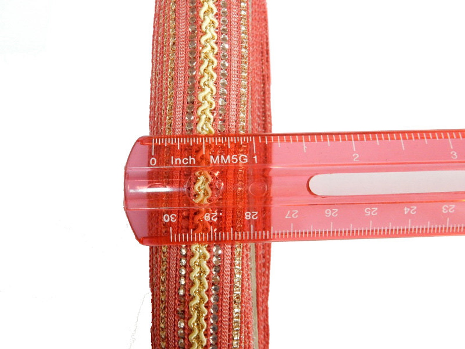 Sari Ribbon 27ft Gold & Coral Sari Ribbon With Siler and | Etsy