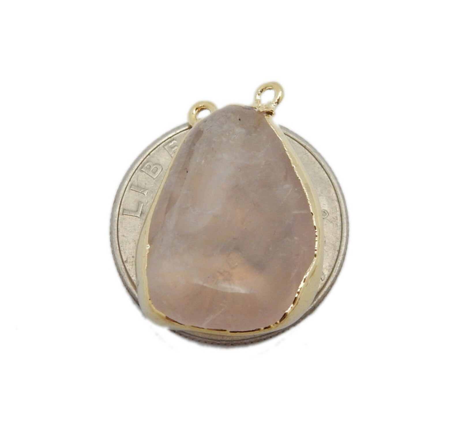 Rose Quartz Tumbled Stone Double Bail Pendant With - Etsy